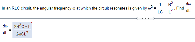 Solved In an RLC circuit, the angular frequency o at which | Chegg.com