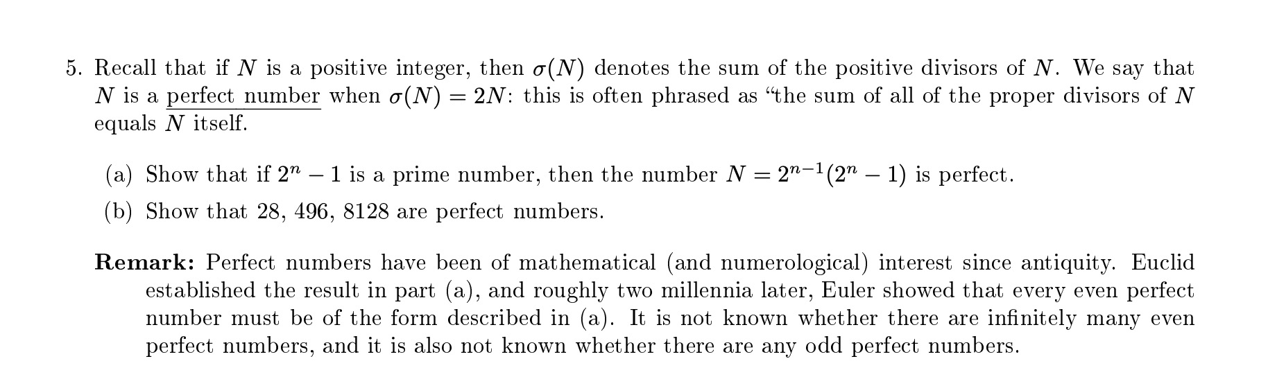 Solved Recall that if N ﻿is a positive integer, then σ(N) | Chegg.com