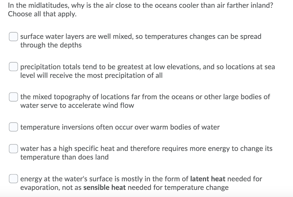 Solved Locations designated as a Köppen microthermal climate | Chegg.com