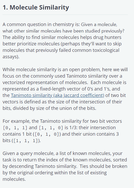 1. Molecule Similarity A common question in chemistry | Chegg.com