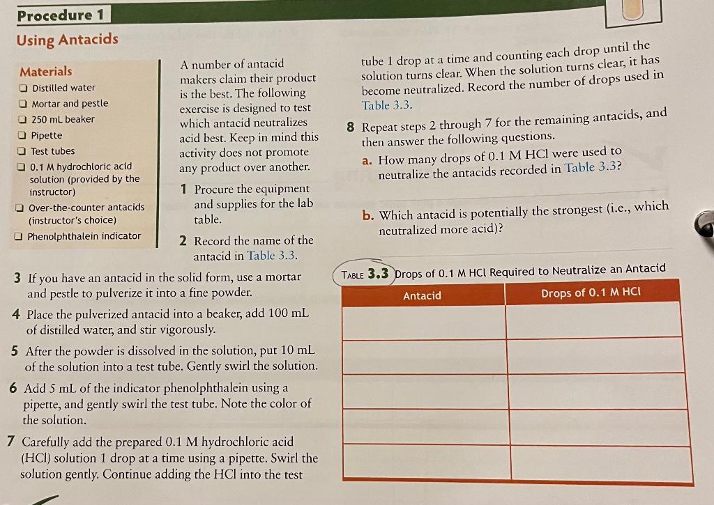 Using Antacids 3 If you have an antacid in the solid | Chegg.com