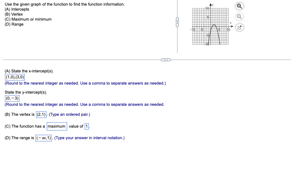 Solved Use the given graph of the function to find the | Chegg.com
