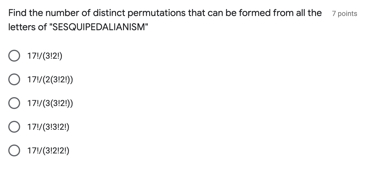 Solved Find the number of distinct permutations that can be | Chegg.com