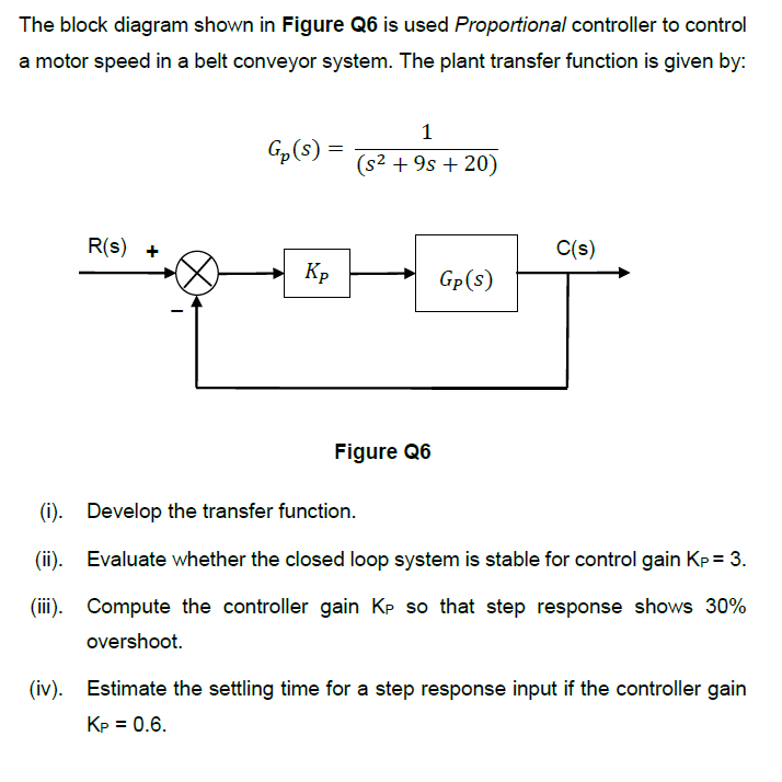 Solved The block diagram shown in Figure Q6 is used | Chegg.com