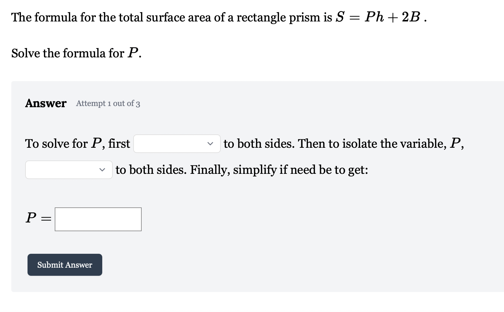 Solved Solve the following equation for b. −t+21b=Y Answer | Chegg.com