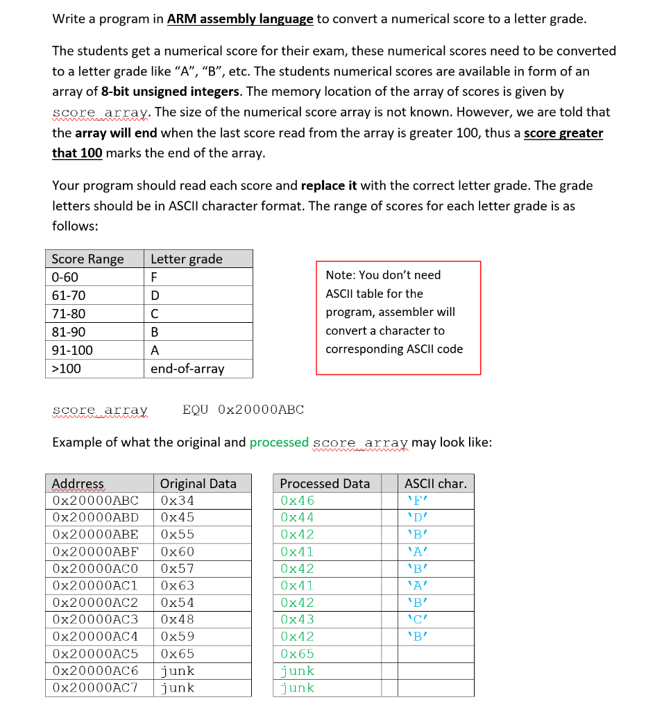 Solved ARM assembly program Please help me fill out this | Chegg.com