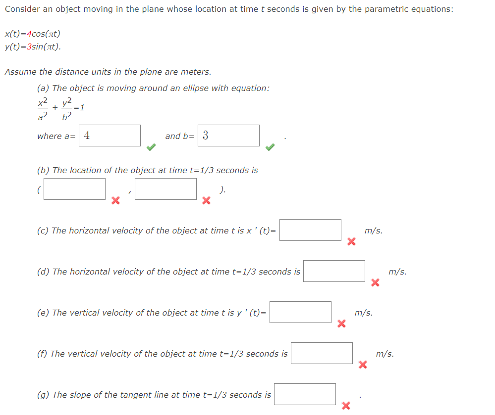 Solved Consider An Object Moving In The Plane Whose Location