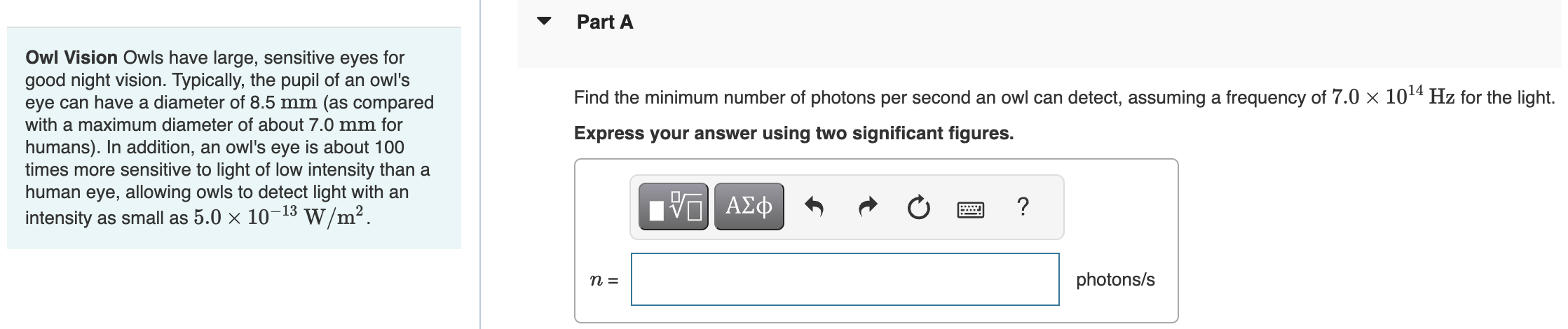 Solved Owl Vision Owls have large, sensitive eyes for good | Chegg.com