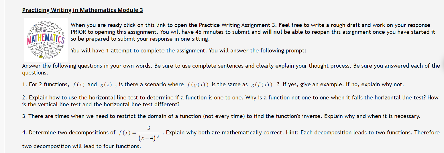 Practicing Writing in Mathematics Module 3 When you | Chegg.com