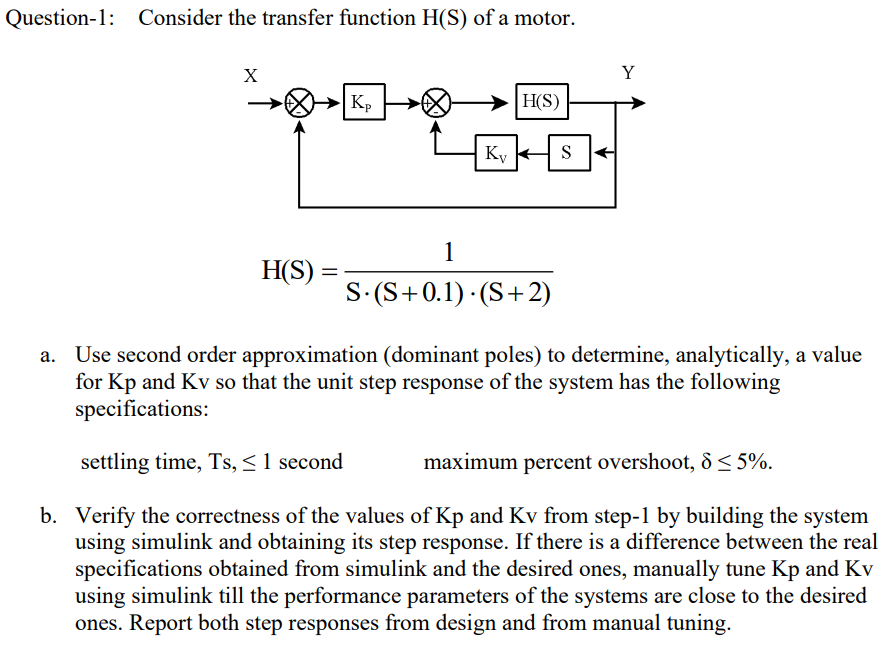 Solved Question-1: Consider the transfer function H(S) of a | Chegg.com