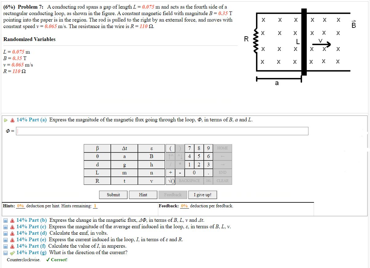 Solved (6\\%) Problem 7: A conducting rod spans a gap of | Chegg.com