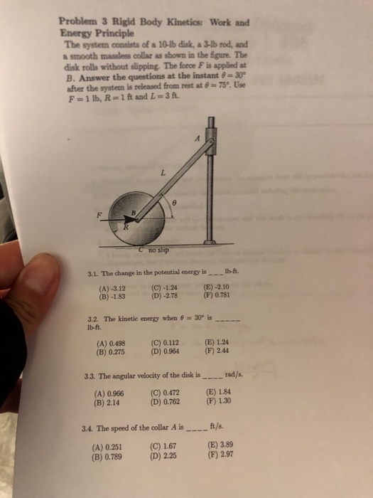 Solved Problem 3 Rigid Body Kinetics Work and Energy | Chegg.com