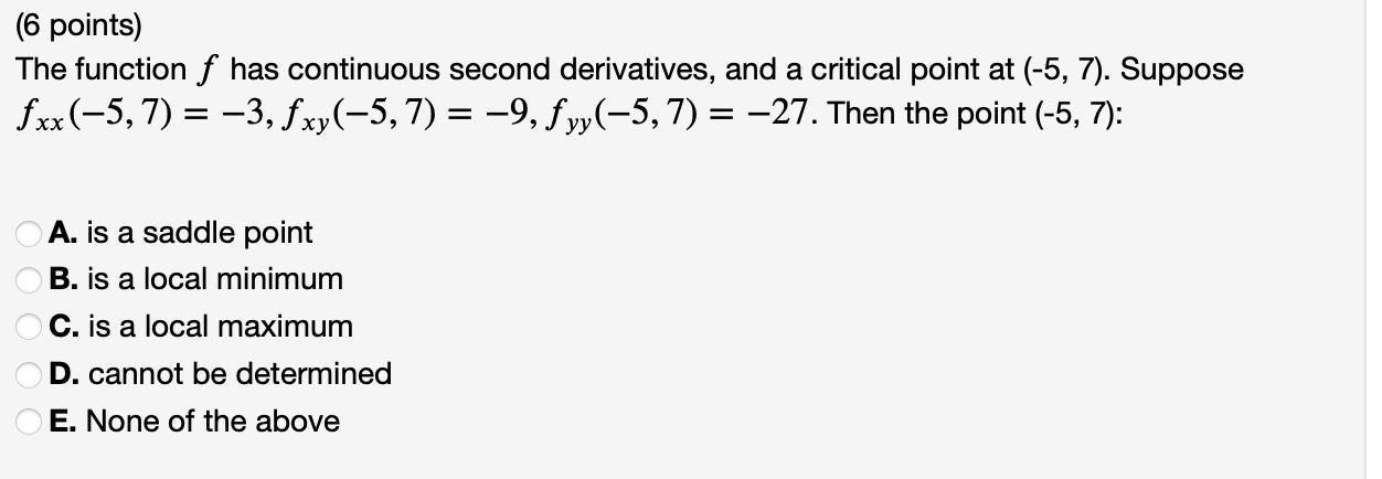 Solved The function f has continuous second derivatives, and | Chegg.com