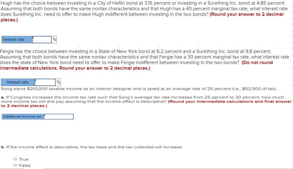 Solved Hugh has the choice between investing in a City of | Chegg.com