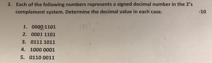 Solved Each of the following numbers represents a signed | Chegg.com
