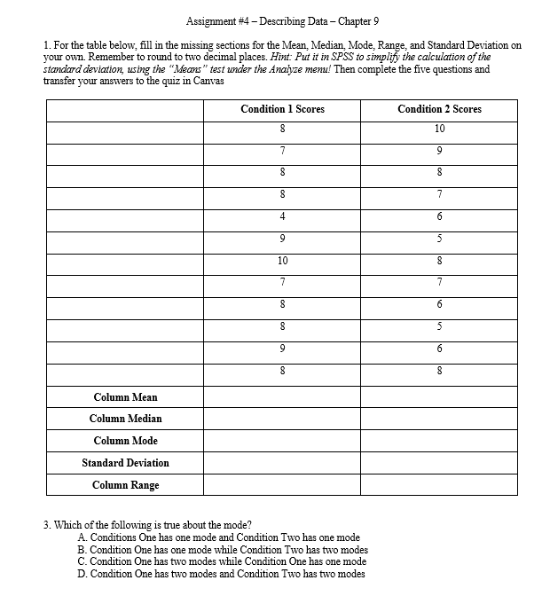 Solved Assignment #4 - Describing Data - Chapter 9 1. For | Chegg.com