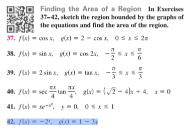 Solved Finding The Area Of A Region In Exercises37 42 Chegg