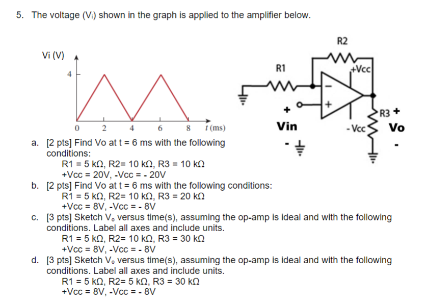 Solved 5. The voltage (Vi) shown in the graph is applied to | Chegg.com