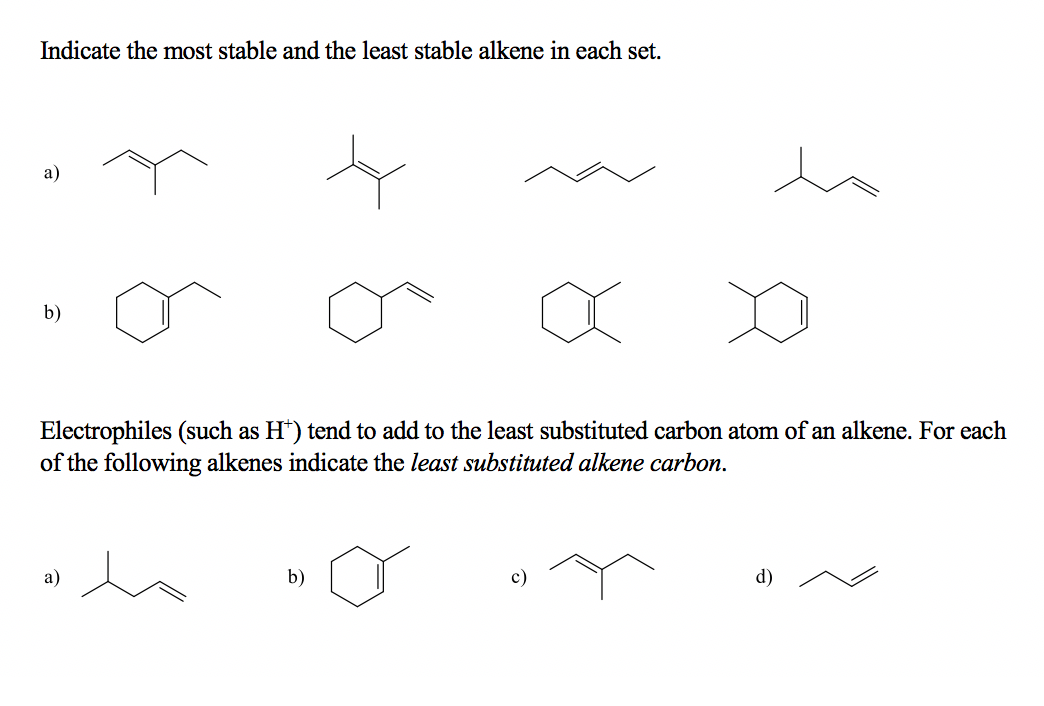 Solved Indicate the most stable and the least stable alkene | Chegg.com
