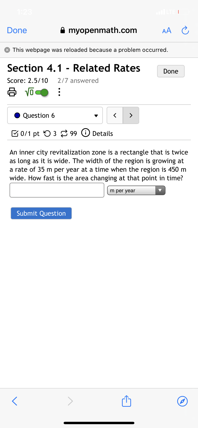 Solved 1:23 - Done myopenmath.com AA This webpage was | Chegg.com