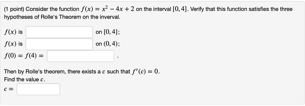 Solved (1 point) Consider the function f(x)-x2-4x + 2 on the | Chegg.com