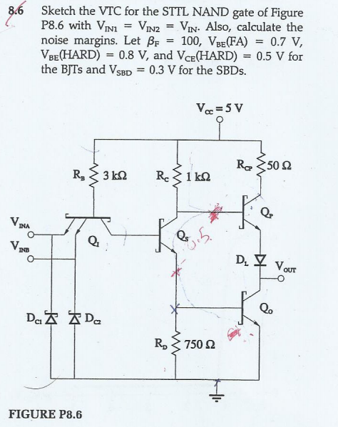 Solved 8.6 = Sketch the VTC for the STTL NAND gate of Figure | Chegg.com Solved 8.6 = Sketch the VTC for the STTL NAND gate of Figure | Chegg.com