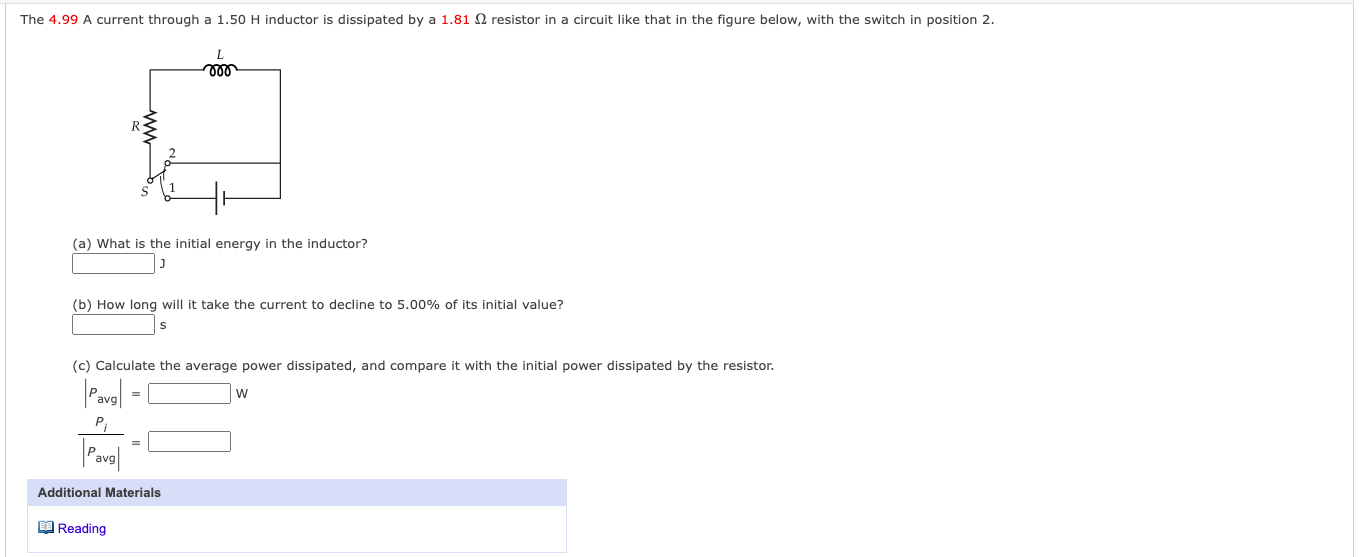 Solved (a) What is the initial energy in the inductor? J (b) | Chegg.com