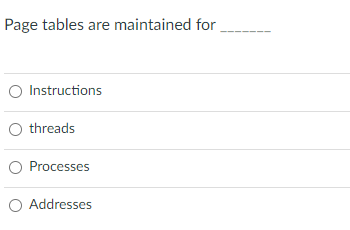 Solved Page tables are maintained for Instructions threads O | Chegg.com