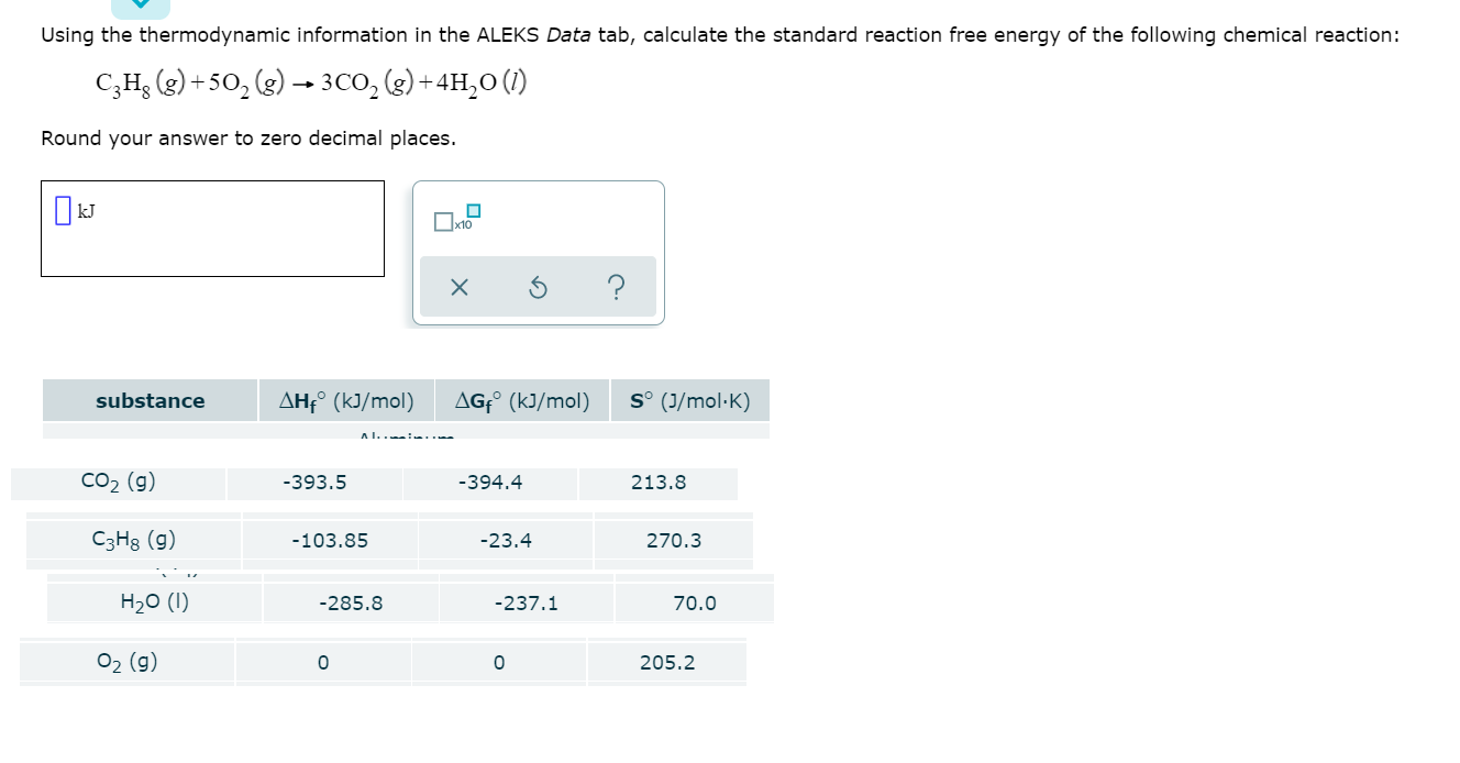 Solved Using the thermodynamic information in the ALEKS Data | Chegg.com