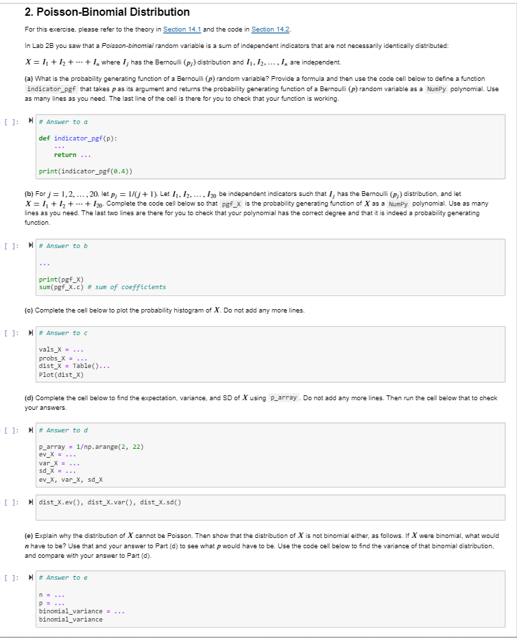 Solved 2. Poisson-Binomial Distribution For this exercise, | Chegg.com