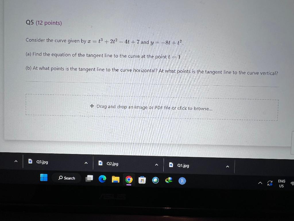 Solved Consider the curve given by x=t3+2t2−4t+7 and | Chegg.com