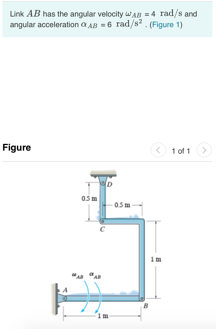 Solved Link AB has the angular velocity wAB 4 rad/s and | Chegg.com