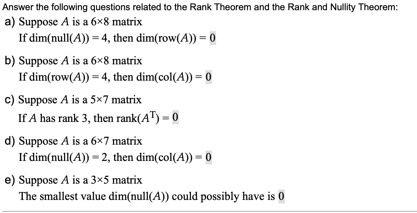 Solved Answer the following questions related to the Rank | Chegg.com