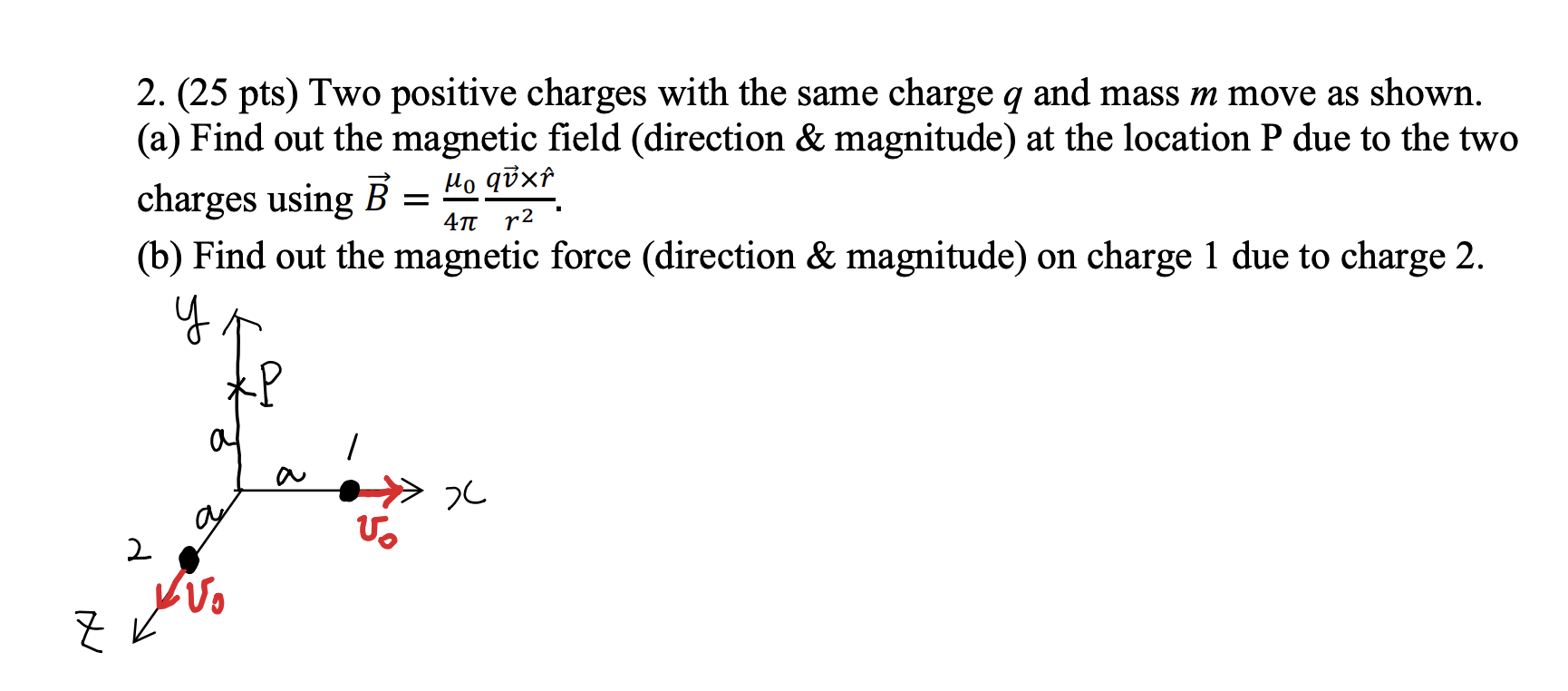 Solved 2. (25 pts) Two positive charges with the same charge | Chegg.com