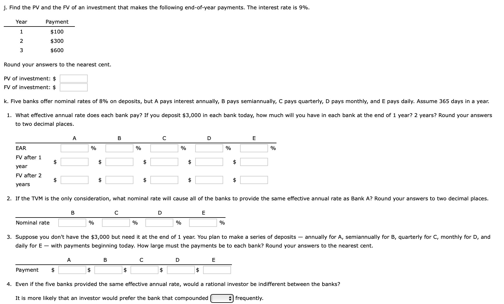 Solved Round your answers to the nearest cent. PV of | Chegg.com