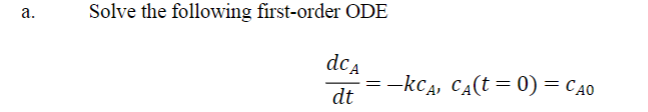 Solved a. Solve the following first-order ODE | Chegg.com