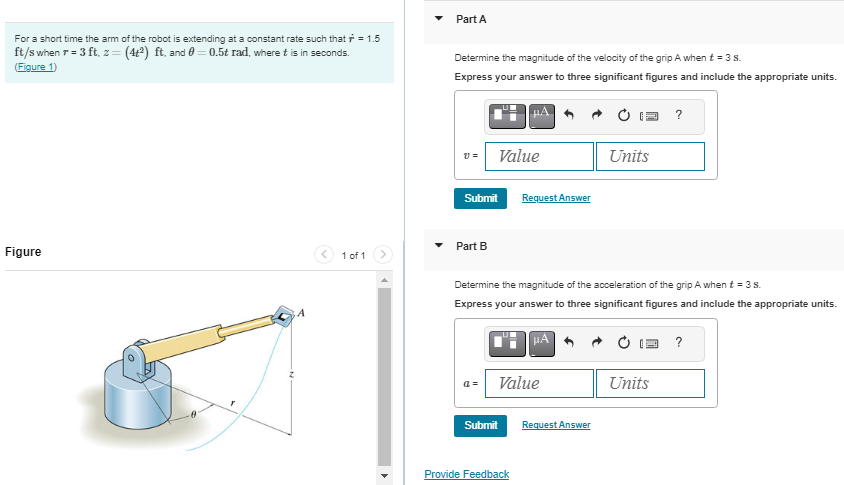 Solved For a short time the arm of the robot is extending at | Chegg.com