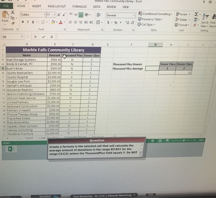 Solved Create a formula in the selected cell that will | Chegg.com