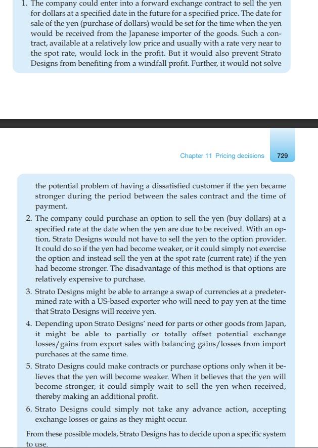 Solved Case study 11.3 Strato Designs Exchange rate | Chegg.com