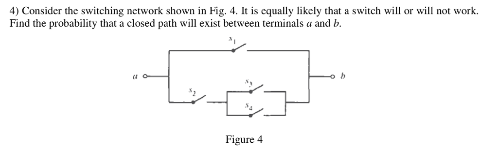 Solved 4) Consider the switching network shown in Fig. 4. It | Chegg.com