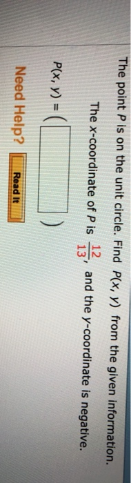 Solved The point P is on the unit circle. Find P(x, y) from | Chegg.com