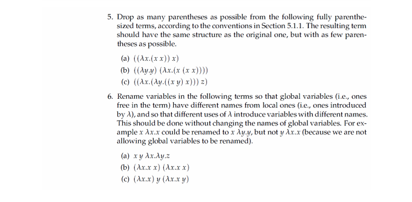 Solved 5. Drop as many parentheses as possible from the | Chegg.com