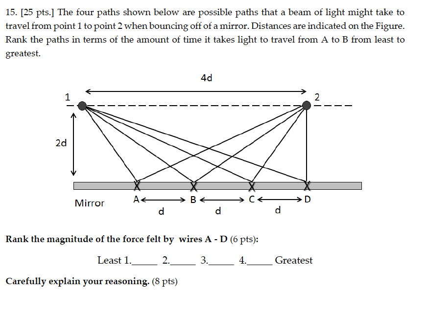 Solved 15. [25 pts.] The four paths shown below are possible | Chegg.com