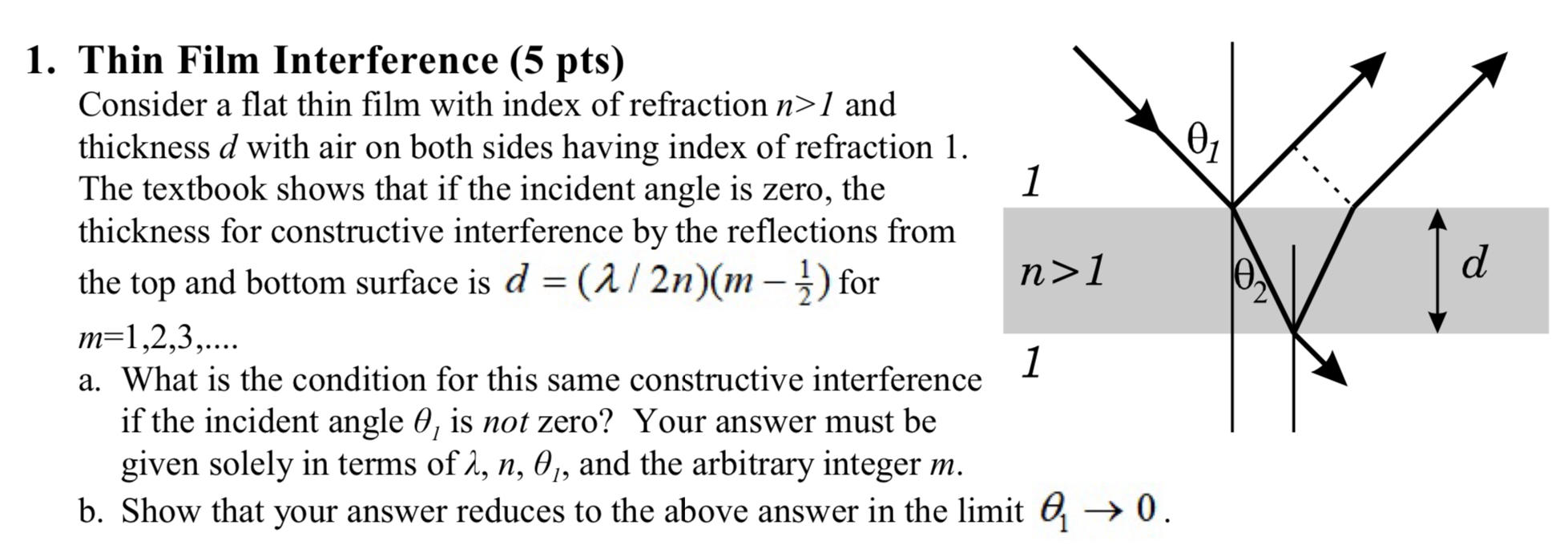 Solved Thin Film Interference ( 5 pts)Consider a flat thin | Chegg.com
