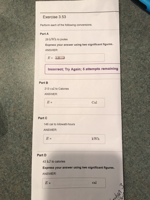 Solved Perform Each Of The Following Conversions 29 Kwh To 0337