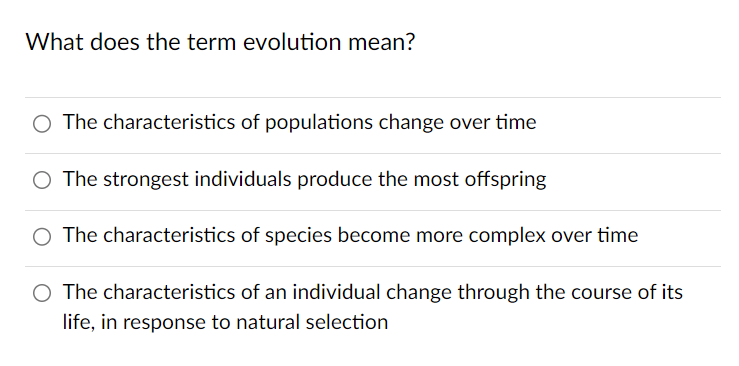 Solved What does the term evolution mean? The | Chegg.com
