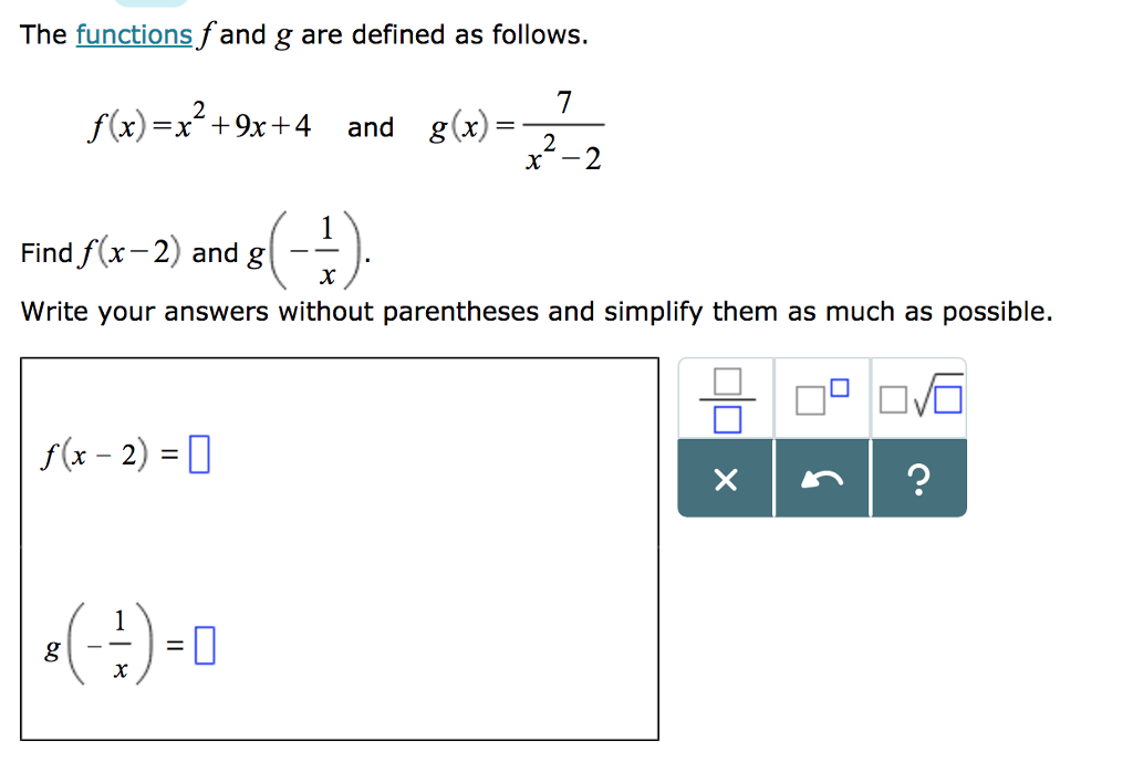 Solved The functions fand g are defined as follows. f(x)=x2 | Chegg.com