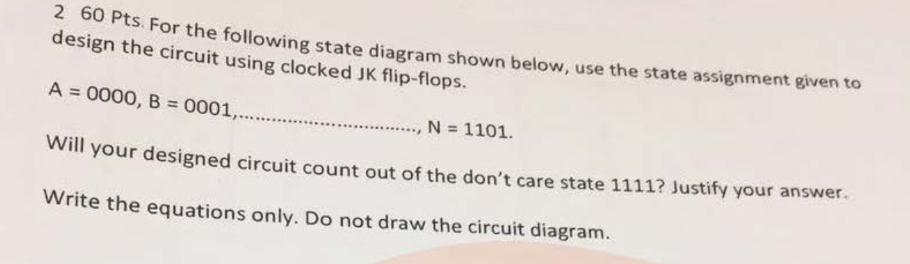 Solved 2 60 Pts. For the following state diagram shown | Chegg.com