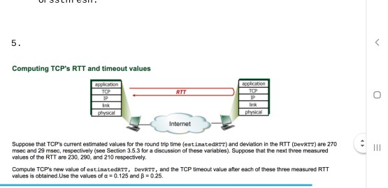 Solved Computing Tcp S Rtt And Timeout Values Application