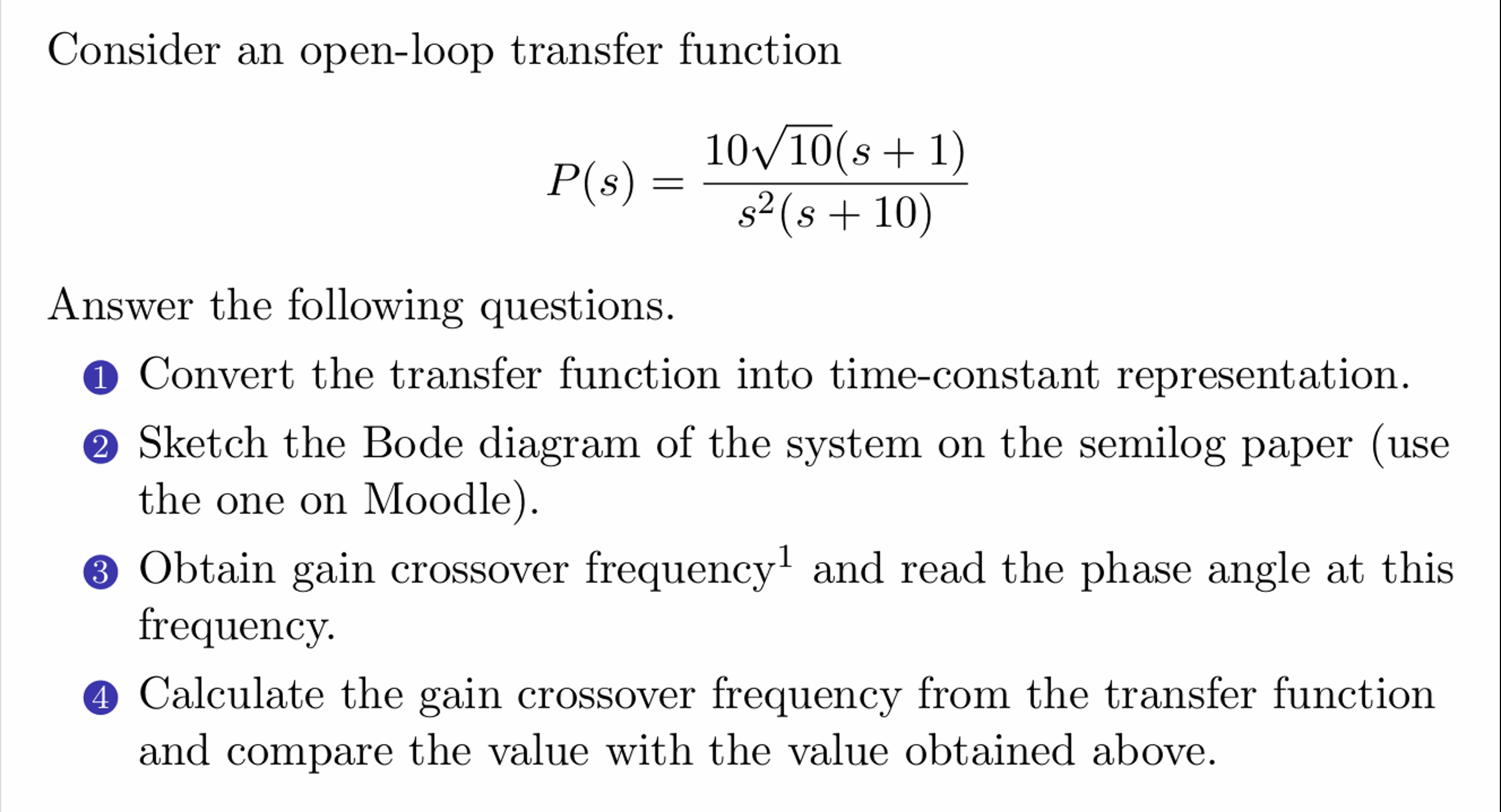 Solved Consider an open-loop transfer | Chegg.com